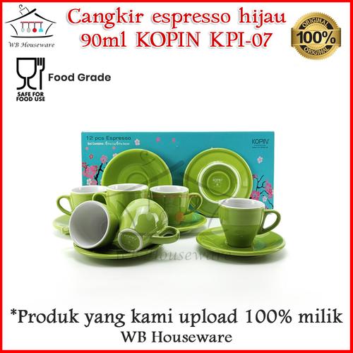 Jual cangkir kopi gelas set espresso 90ml porcelain KOPIN KPI-07 hijau ...