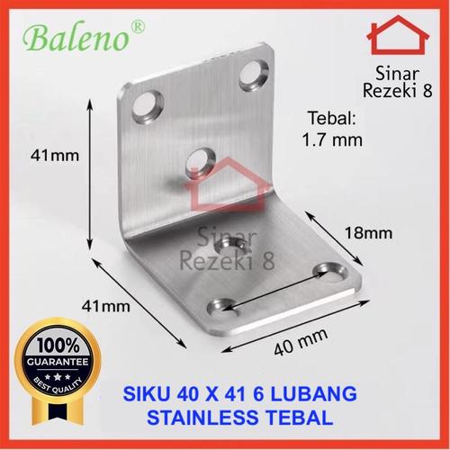 Jual Siku 40 x 41 TEBAL STAINLESS 6 Lubang Rak Penyangga Kayu Plat ...