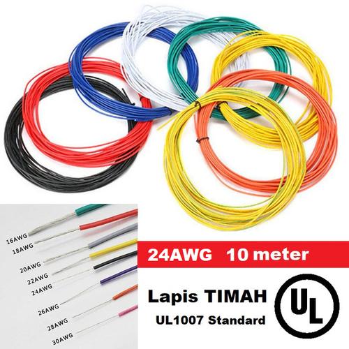 Jual Kabel Serabut 10m AWG 24 Std-UL1007 Tembaga Putih tinned copper wire - AWG24 Hitam - Kota ...