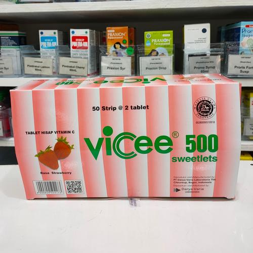 Jual Vicee Strawberry 500mg Harga Per Strip Isi 2 Tablet Hisap Original ...