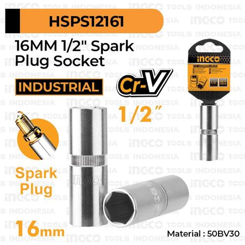 Jual Mata Socket Busi 1/2" x 16mm INGCO HSPS12161 Kunci Spark Plug Sok ...