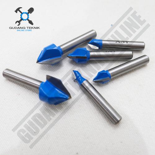 Jual Mata Profil Kayu 1/4" 6 8 10 12 16 19mm AST Router V Groove Bit ...