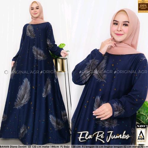 Jual Gamis wanita elare jumbo xxl-xxxxl motif printing bahan diana ...