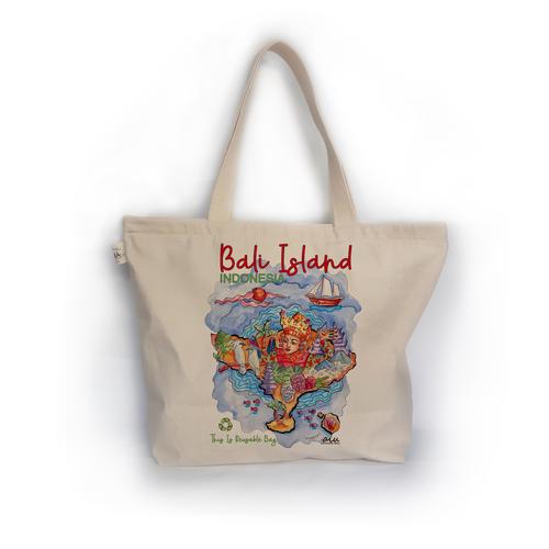 Jual Tote Bag Kanvas Souvenir Oleh oleh Khas Bali Bali Island - Kacing ...