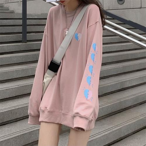 Promo Sweater Love Tangan Panjang Semi T Shirt Korean Style - Merah ...