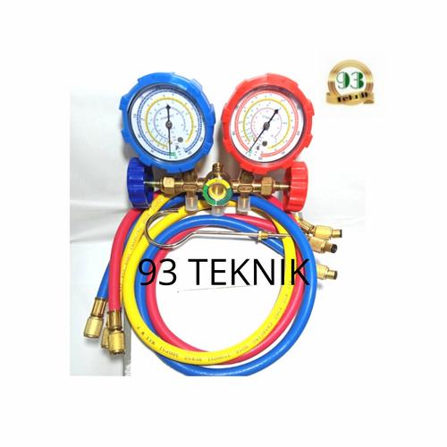 Jual Alat Ukur pengisian freon PRESSUR GAUGE METAL MANIFOLD DOUBLE ...