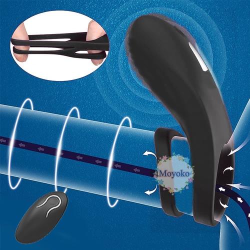 Promo Double Cock Ring Vibrator Sexy Toys Pria Wanita Delay Ejaculatio