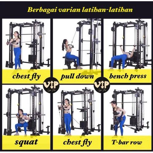 Jual Multifungsi Power Rack Smith Machine Cable stack 50 kg GYM Fitness ...