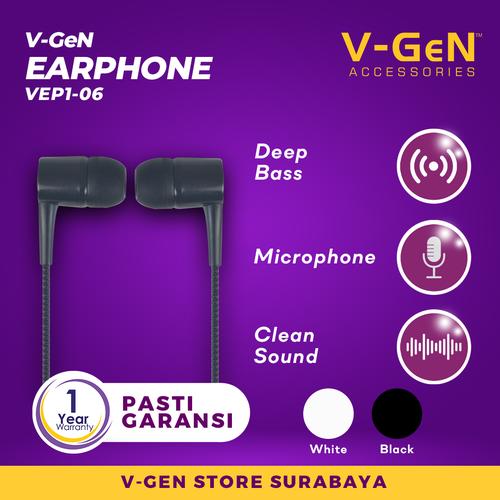 Jual Earphone V-GeN VEP1-06 Wired Handsfree Headset Original Extra Bass ...