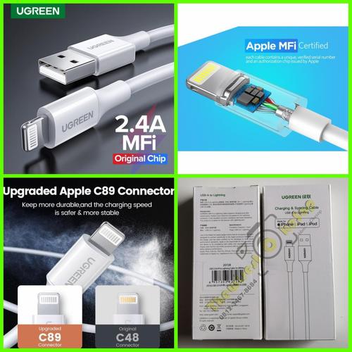 Jual Kabel Data iPhone MFI Ugreen 20728 USB Lightning 1M FastCharging - Putih 1M 20728 - Kota ...