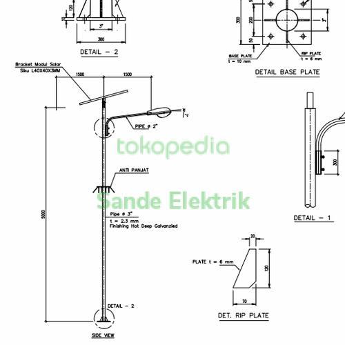 Jual Tiang pju solar cell 2in1 5m 5 meter tiang lampu jalan tenaga ...