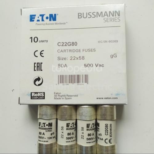 Jual FUSE BUSSMANN C22G80 22x58 80A 500V 120KA ORIGINAL EATON BUSSMANN - Jakarta Barat - SAROHA ...
