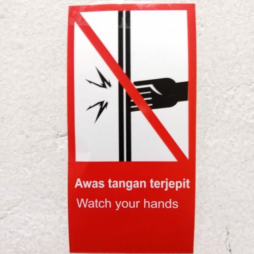 Jual rambu stiker AWAS TANGAN TERJEPIT/ watch your hands sign stiker ...