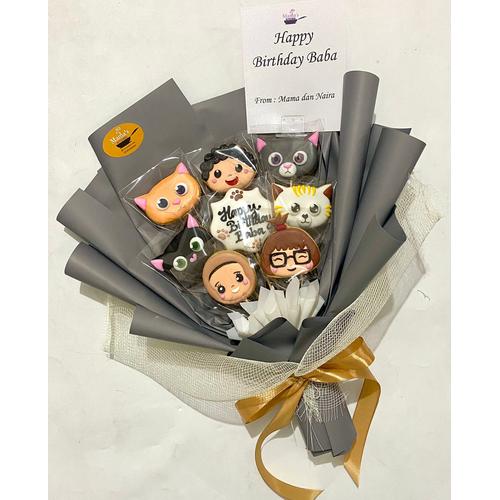 Jual cookies hias bouquet buket kukis custom cat kucing family birthday ...