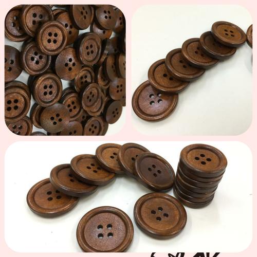 Jual Kancing Kayu Coklat Besar | 4 Lubang - diameter 3cm - 1.8 CM ...