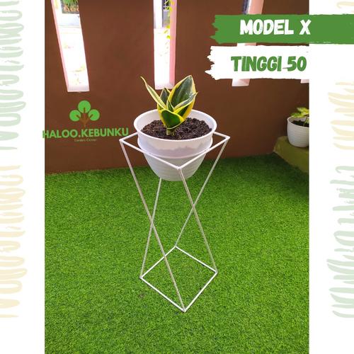 Promo KEBUNKU Standing Pot Bunga Tinggi 50 Model X Melingkar Minimalis ...