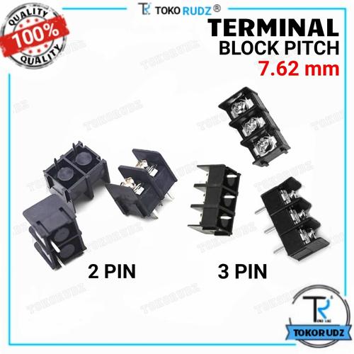 Jual Terminal Blok Konektor PCB 2 Pole 3 Pole Block Pitch 7.62mm Hitam ...