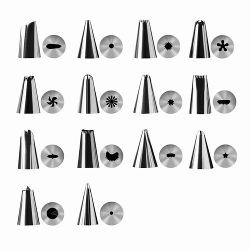 Jual set 16pcs spuit with pipping bag and dough cutter / decor cake set ...