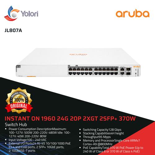 Promo Aruba JL807A Instant On 1960 24G 2XGT 2SFP+370W Switch Cicil 0% ...