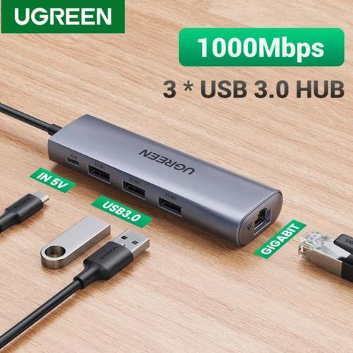 Jual Ugreen USB 3.0 A to HUB 3 ports LAN ETHERNET RJ45 1000mbps gigabit ...