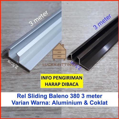 Jual Rel Sliding AS 380 Timbul Pintu Lemari Geser Aluminium Coklat 3 2 1 - Coklat, 1 METER ...