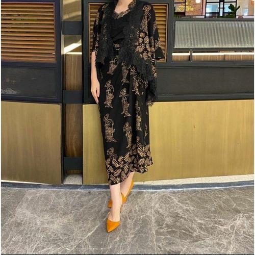 Jual Outer Set dan Rok Lilit Motif Wayang Daun - Cardi + Rok Pjg - Kab ...
