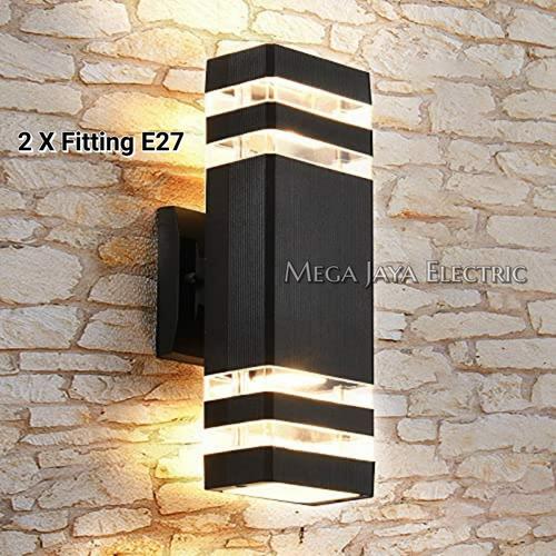 Jual LAMPU DINDING TAMAN OUTDOOR 2 ARAH 2 X FITTING E27 KOTAK PIPIH ...