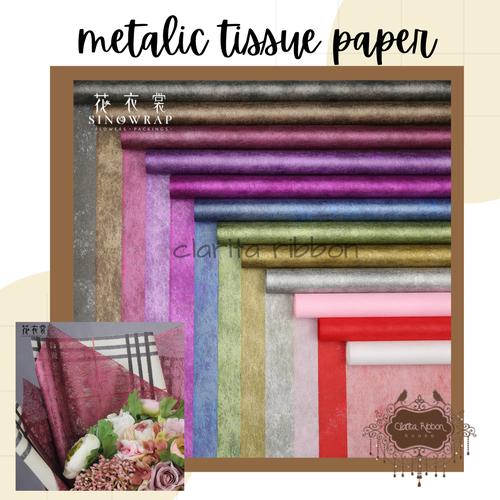 Jual kertas tissue metalik/ kertas carang/kertas buket - silver ...