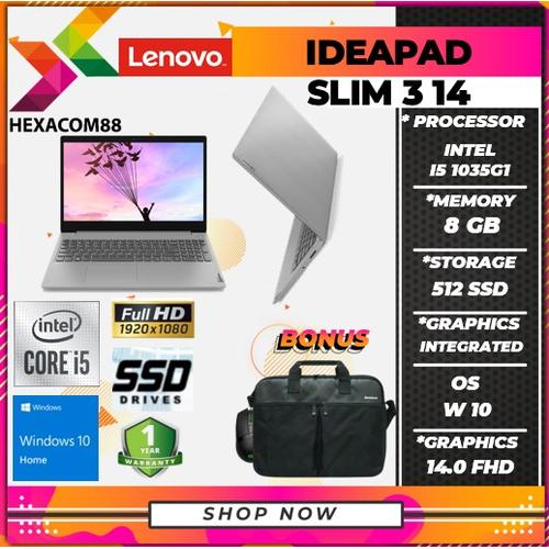 Promo Lenovo Ideapad Slim 3 INTEL-I5 1035G1 8GB 512GB-SSD WINDOWS-10 14-FHD - SILVER Cicil 0% 3x ...