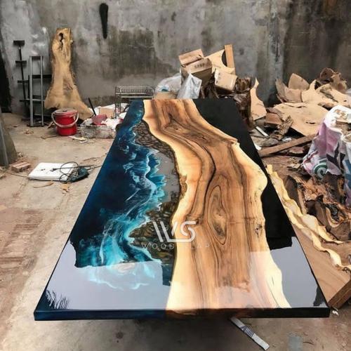 Jual Meja Resin Jati Motif Ombak Abstrak Meja Makan Jati Resin - Kab ...
