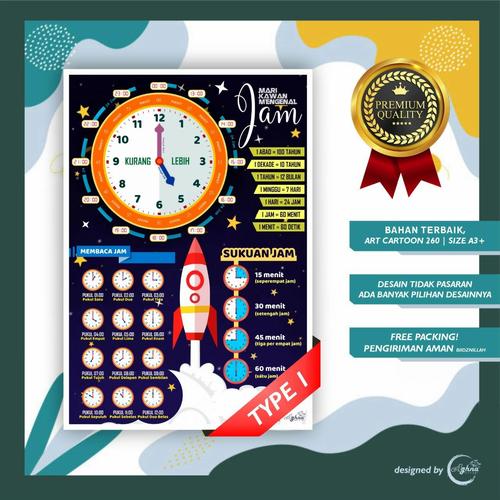Jual POSTER EDUKASI - Belajar mengenal jam desain menarik terlaris ...