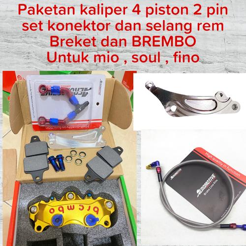 Jual KALIPER SET 4 PISTON 2 PIN SELANG BREKET MIO SOUL FINO KONEKTOR FITING - Grey, Mio soul ...