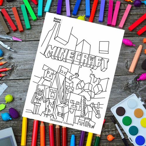 Jual Kertas Gambar Mewarnai/Colouring Anak Tema Minecraft - Kertas BC ...