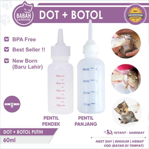 Jual DOT BOTOL KUCING PUTIH 60ml Susu untuk Anak Bayi Kitten Anjing ...