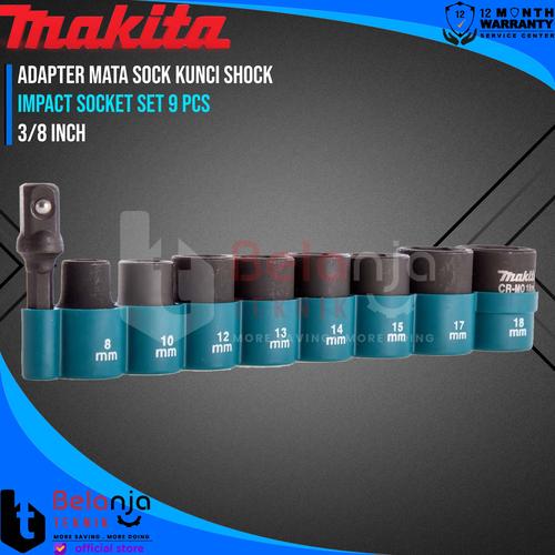 Promo Makita Impact Socket Set 9 Pcs With Adapter Mata Sock Kunci Shock ...