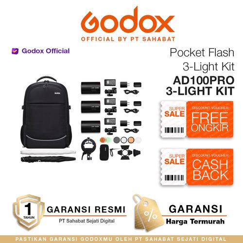 Jual Godox AD100Pro Pocket Flash KIT-2 Three Lights Backpack Kit ad ...