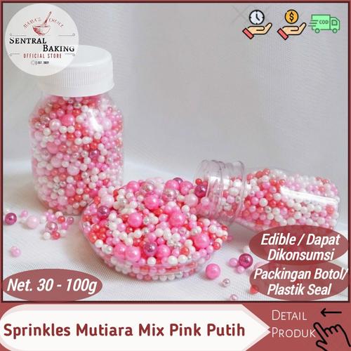 Promo Sprinkle Kue Mutiara Mix Pink Putih / Springkel Pearl Springkle ...