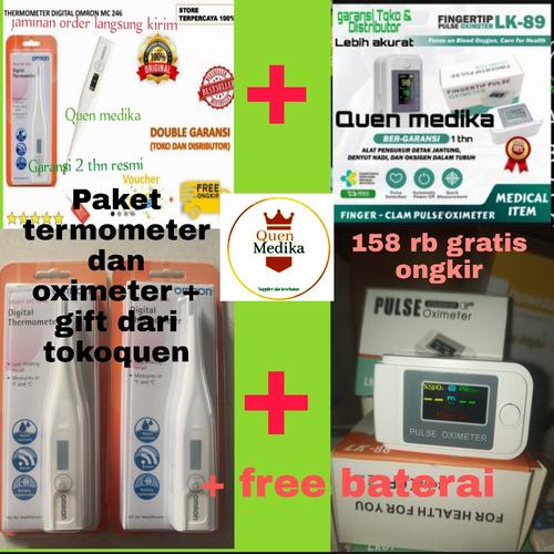 Jual oximeter Lk89 dan termometer omron 246 + free baterai + gift ...