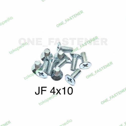 Jual 100 pcs Baut JF M4x10 PUTIH obeng kembang kepala rata plus m4 4mm ...