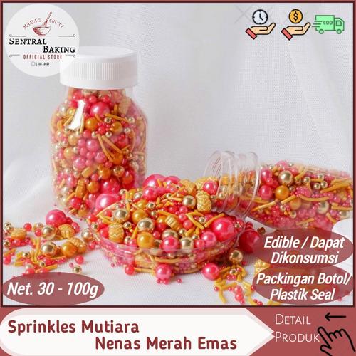 Jual Sprinkle Kue Mutiara Nenas Merah Emas / Springkel Pearl Sprinkel ...