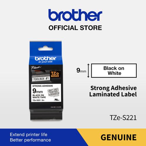 Jual Brother Label Tape TZE-S221 9mm x 8m Strong Adhesive Black On ...