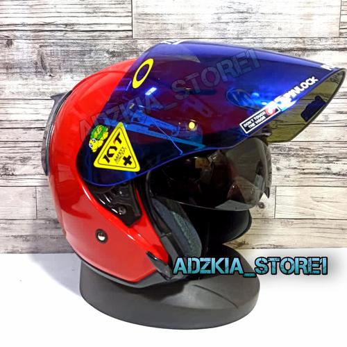 Jual HELM KYT DJ MAXI MERAH | DOUBLE VISOR | HALF FACE | PAKET GANTENG ...