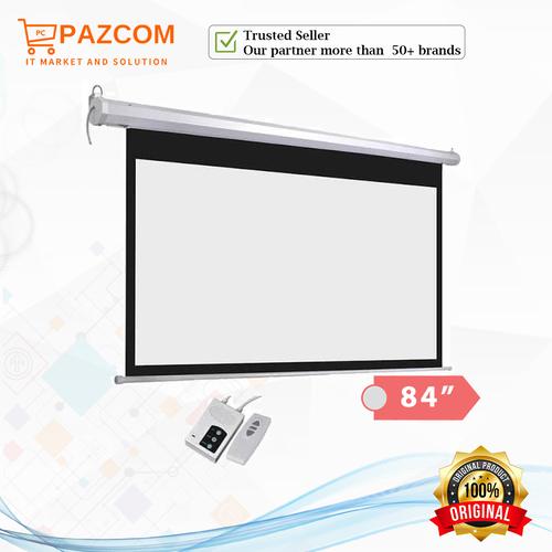 Promo Screen Proyektor Motorized 84"/ layar proyektor otomatis 84 ...