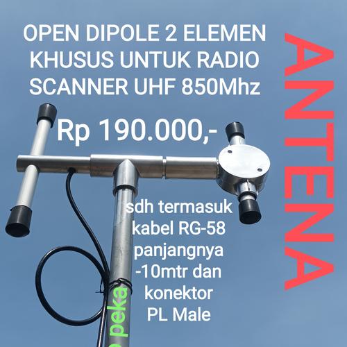 Jual ANTENA OPEN DIPOLE 2 ELEMEN KHUSUS BUAT RECEIVER UHF 850Mhz kabel -10m - Kab. Bogor - Embul ...