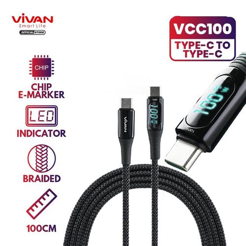 Jual VIVAN Kabel Data LED Digital Type C to C PD 100W Fast Charge ...