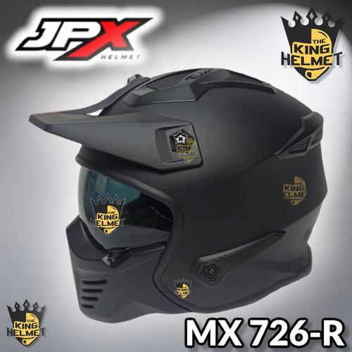 Jual HELM JPX MX 726 R SOLID CROSS OVER FULL FACE JPX ORIGINAL - Black ...