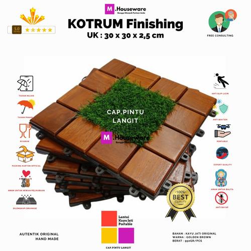 Jual Lantai Kayu Jati MOTIF KOTRUM decking tile kotak mix rumput ...