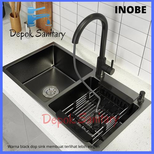 Promo Paket kitchen sink stainless 8245 black hitam INOBE BY ONAN ...