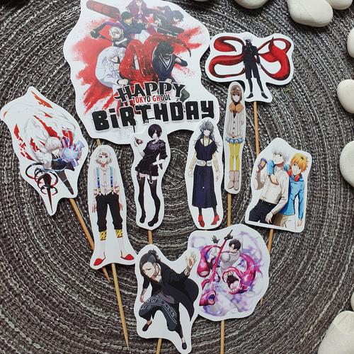 Jual Tokyo Ghoul Anime Birthday Cake Topper Cupcake Pudding 1 set ...