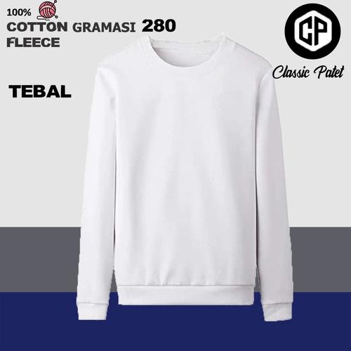 Jual Crewneck Polos Pria Wanita Sweater Basic Original Murah Putih ...